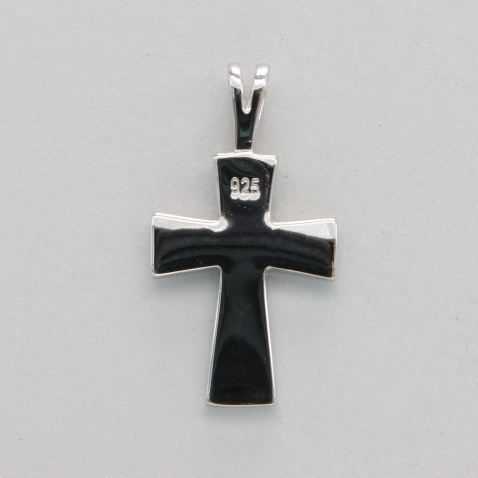 Blue FIRE OPAL Cross Pendant - 925 STERLING SILVER Rhodium - Necklace ...