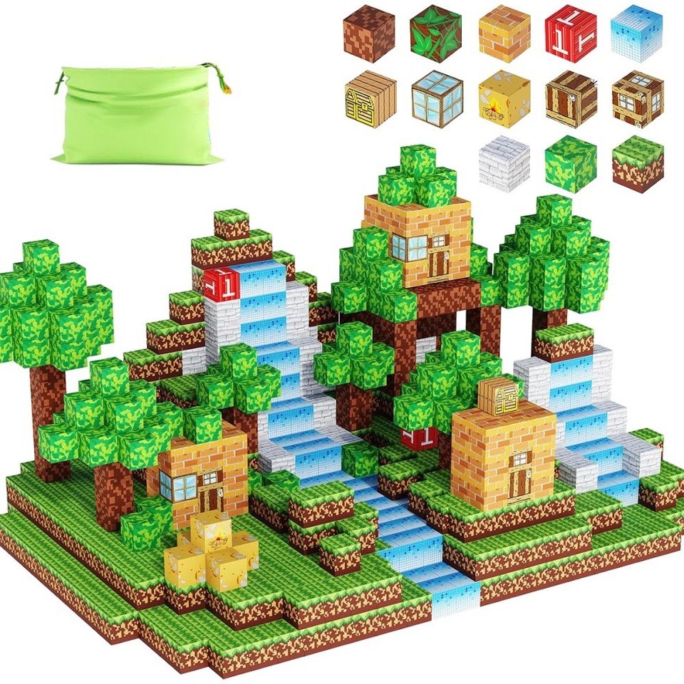 NEW 100Pcs Minecraft Magnetic Building Blocks Children Kids Educational ...
