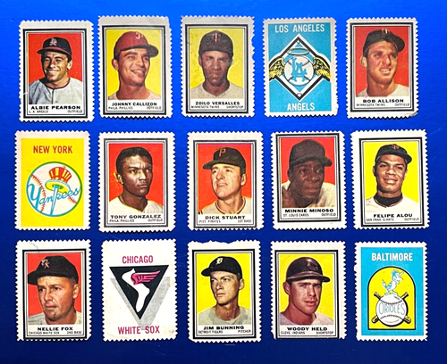 1962 TOPPS BASEBALL STAMP ERA SEMI STARS & COMMONS & TEAM LOGOS 15 pc ...