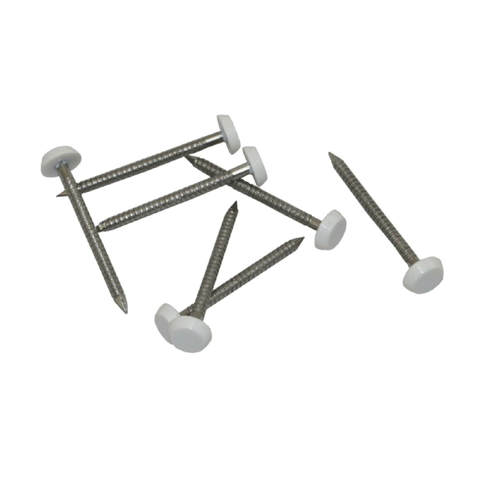 50 White UPVC Poly Top Pins Nails Plastic Head Fascia Fixings 30mm ...