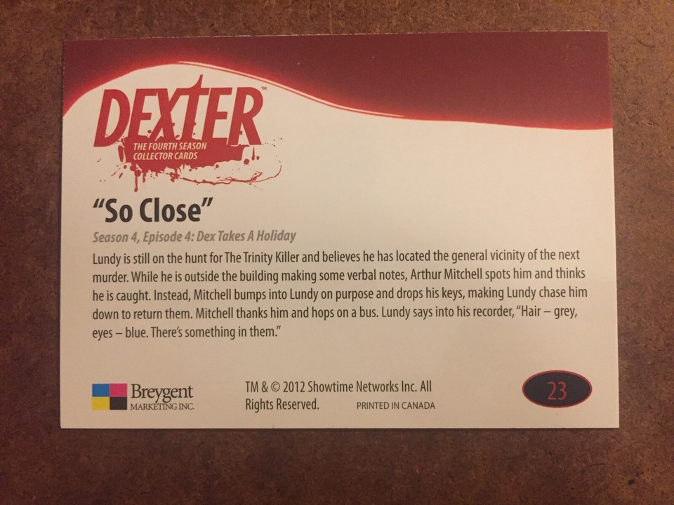 So Close 23 Dexter Fourth Season Collector Trading Card S4 | eBay