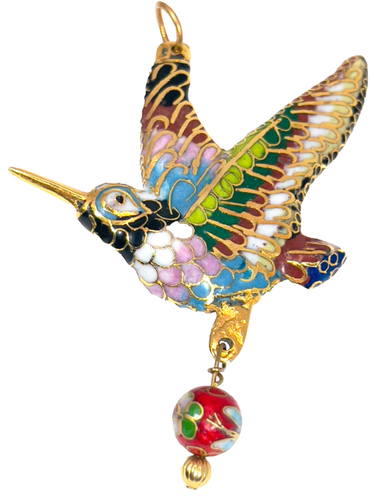 Vintage Cloisonné Hummingbird Pendant Hand Crafted Size 61mm x 51mm | eBay