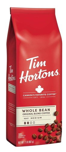 Tim Hortons Whole Bean Original, Medium Roast Coffee, 32 Ounce (Pack of ...