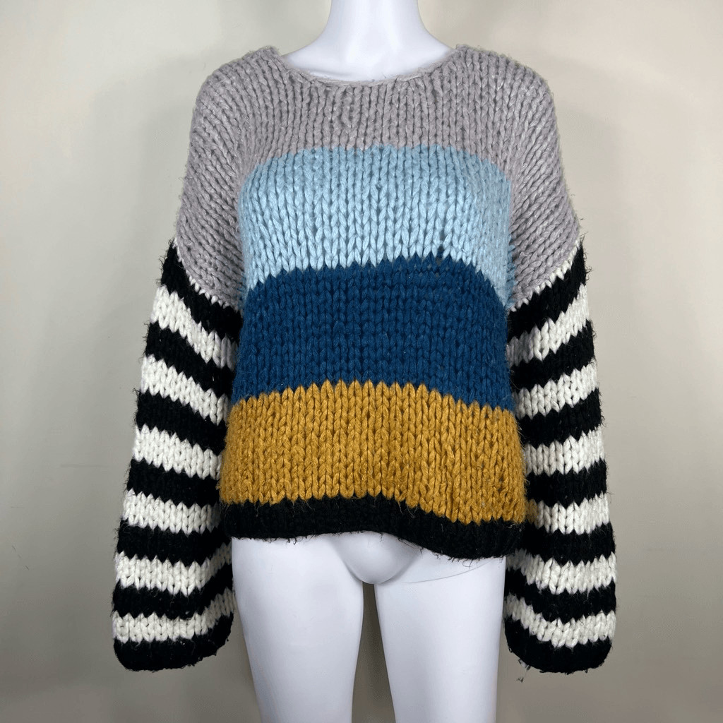 BlankNYC Wool Mix Crochet Multicolor Colorblock & Str… - Gem
