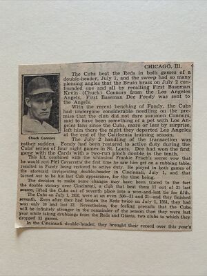 Chuck Connors Chicago Cubs Recap 1950 Season 1951 Baseball 4X4 Panel | eBay