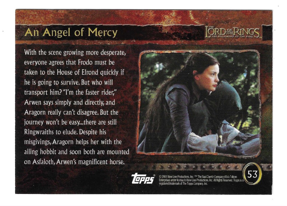 2001 Topps The Lord Of The Rings FOTR #53 An Angel of Mercy | eBay