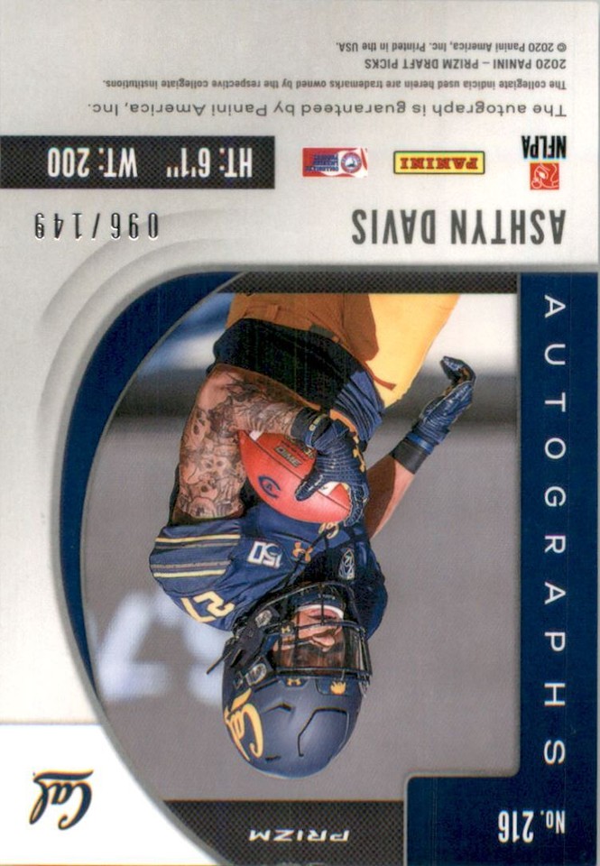 2020 Panini Prizm Draft Picks Autograph Prizms Neon Orange #216 Ashtyn ...