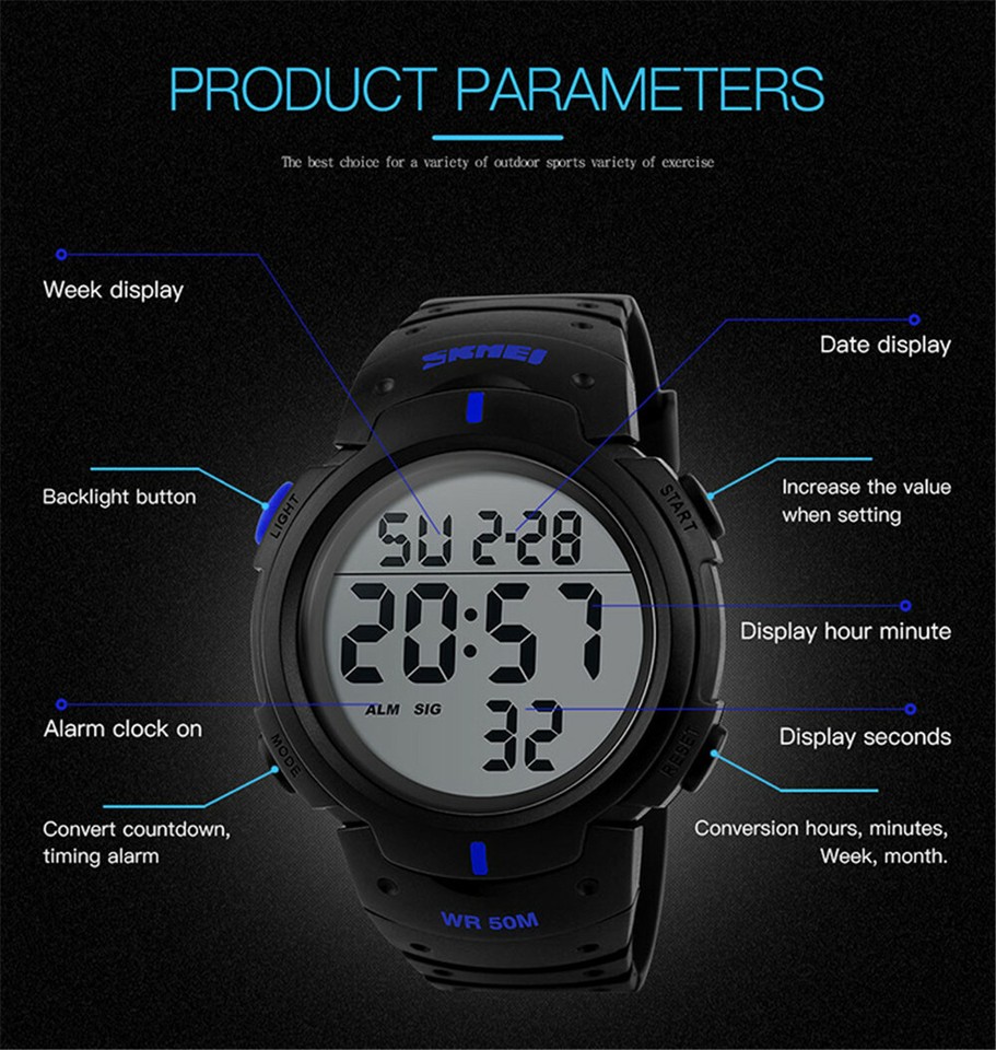 SKMEI Men Sport Watch Fashion LED Watches Students Boys Digital ...