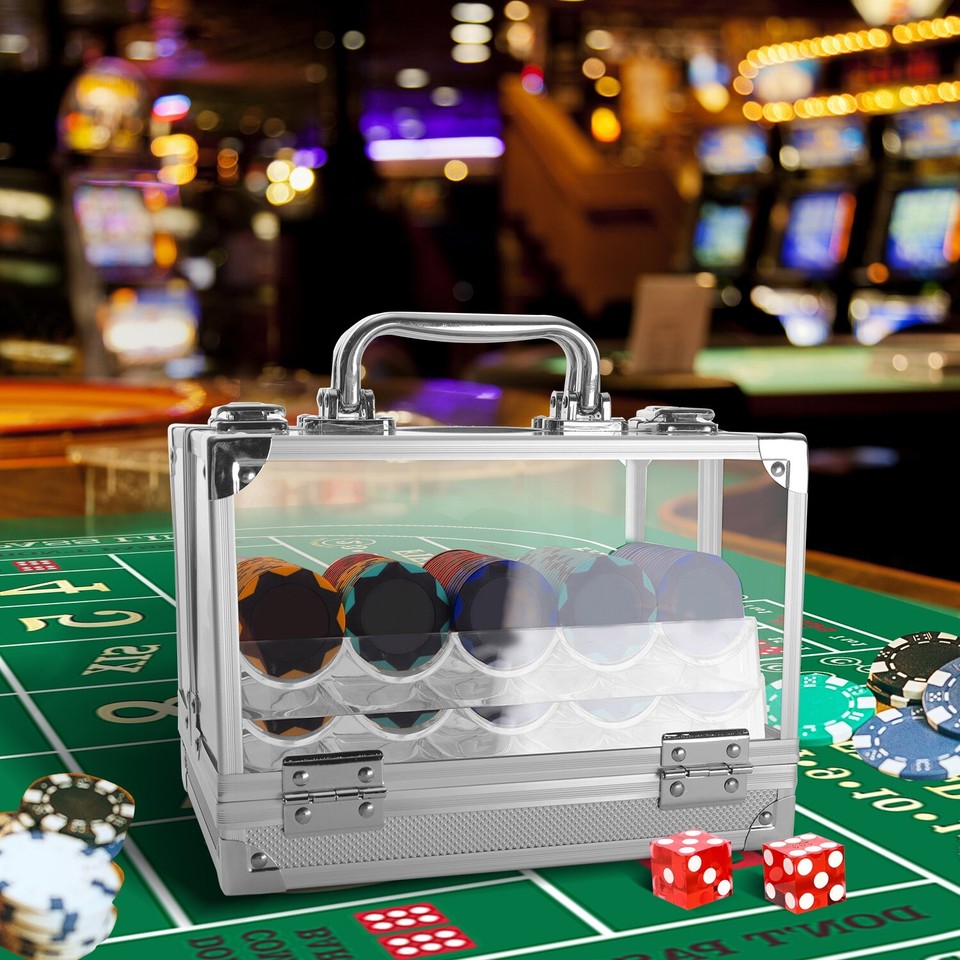 600ct Acrylic Poker Chip Case. Casino Poker Chips Carrier w/6 Chip Rack ...