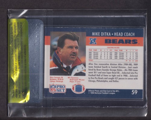 Mike Ditka Autographed 1990 Pro Set NFL Coach Card #59 Bears Beckett ...