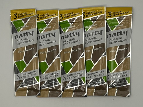 NATTY ORGANIC WRAPS NATURAL ROLLING PAPERS 5 PACKS 3 SHEETS PER PACK ...