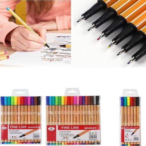 Student Color Hook Line Pen Set Fineliner Tip Pen Art Stationery ...