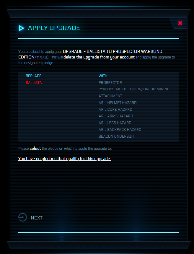 STAR CITIZEN - BALLISTA TO PROSPECTOR WARBOND UPGRADE PLUS MINING CAREER KIT | eBay