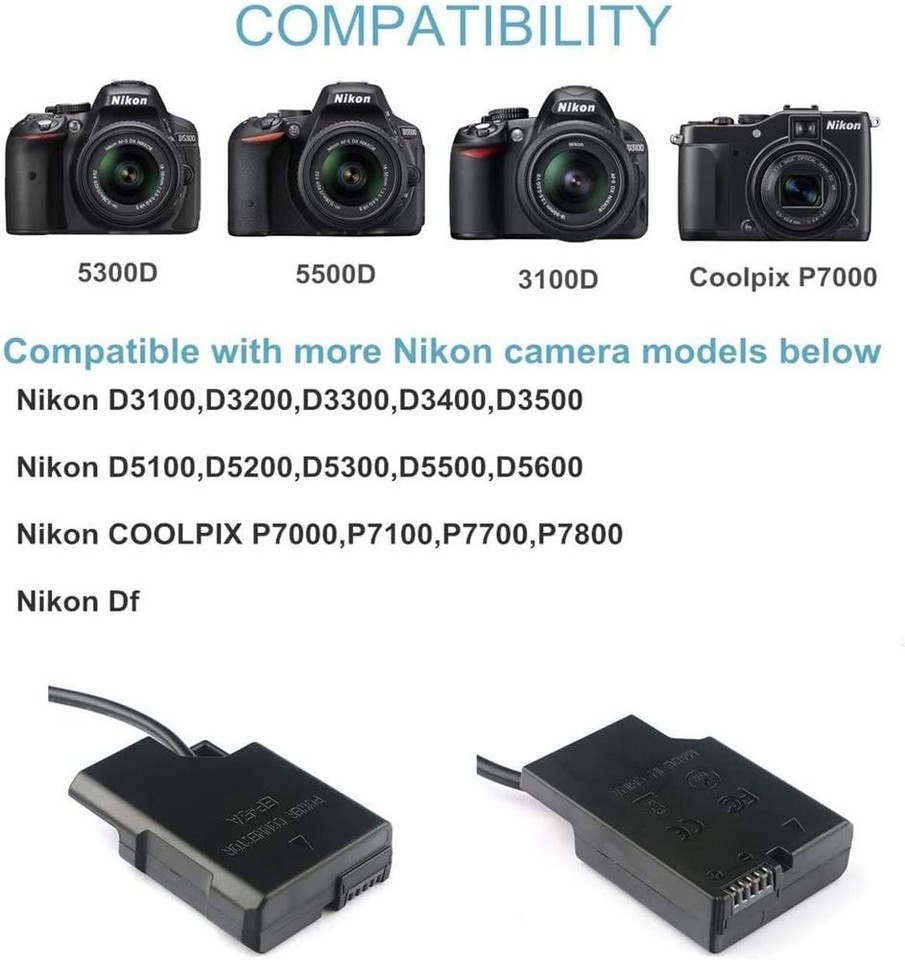 EH-5a AC Adapter EN-EL14 Dummy Battery EP-5A Coupler Kit for Nikon ...