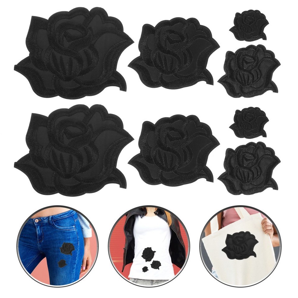 8Pcs Compact Clothes Patches Rose Designed Coat Patches Decorative Hat ...