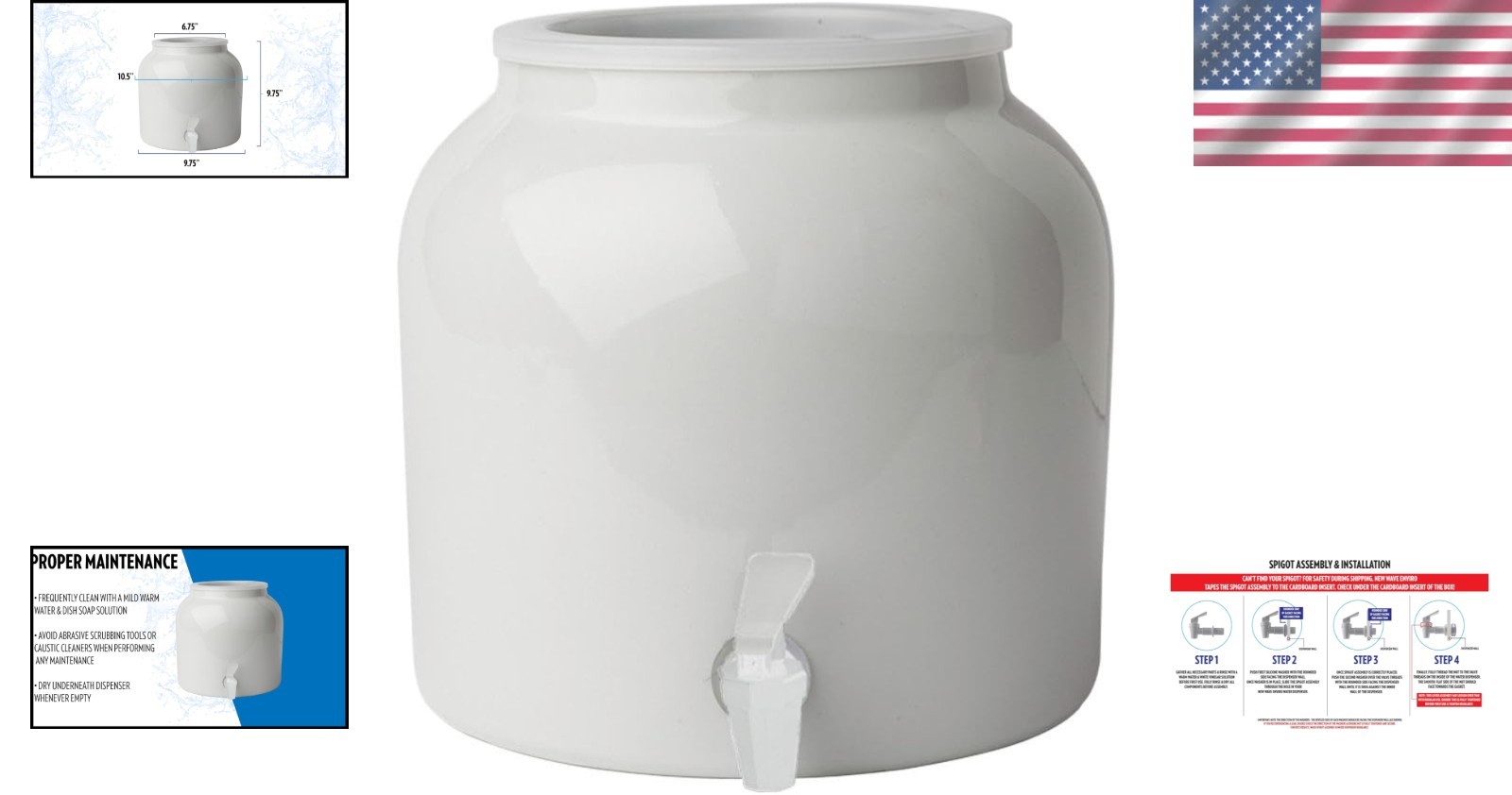 Lead-Free Porcelain Water Dispenser 2.5 Gallons - Eco-Friendly & Sleek ...