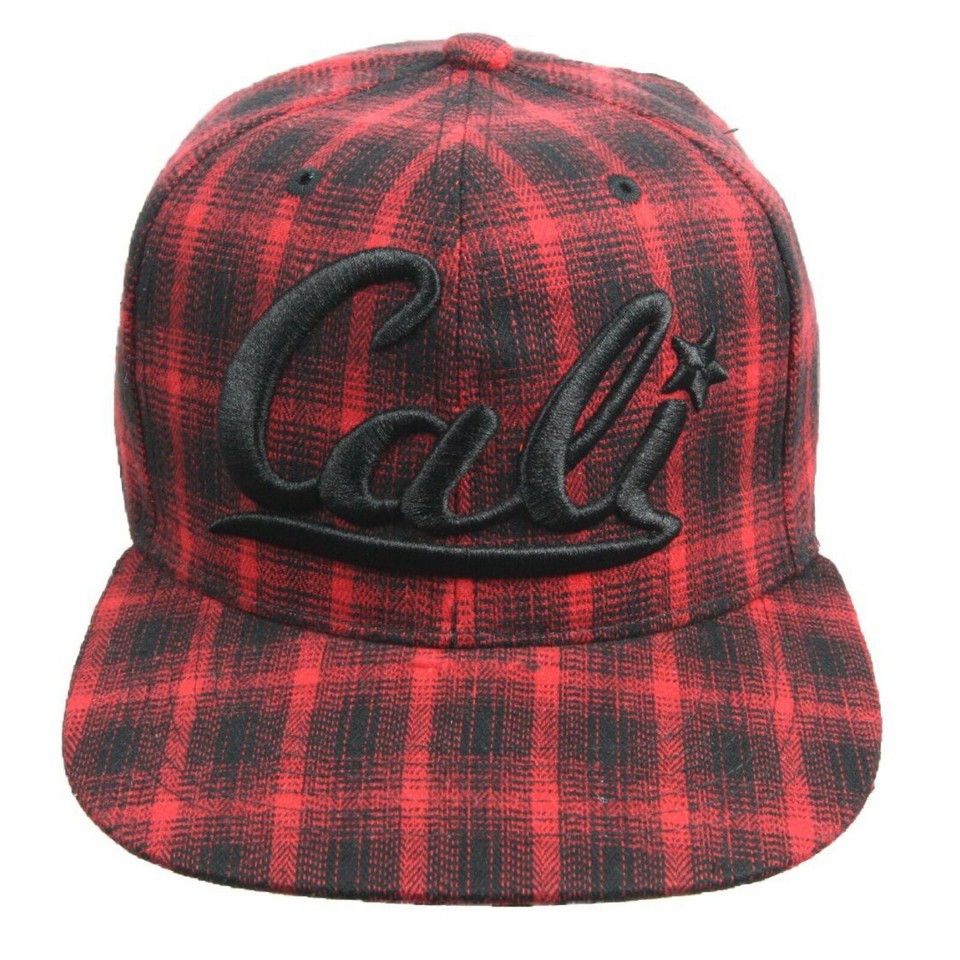 Baseball Cap CALI Sun Hat CA Check Snapback Flat Bill Hip Hop ...