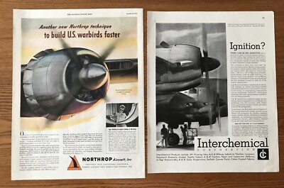Fighter and Bomber Engines Northrop & Interchemical WWII Ads, 2 ...