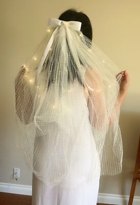 Veil led light two layers Cute gold leaf Bridal Shower Veil shinning | eBay