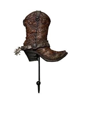 Rustic Western Boot Wall Hook Poly resin Metal Key Towel Coat hat ...