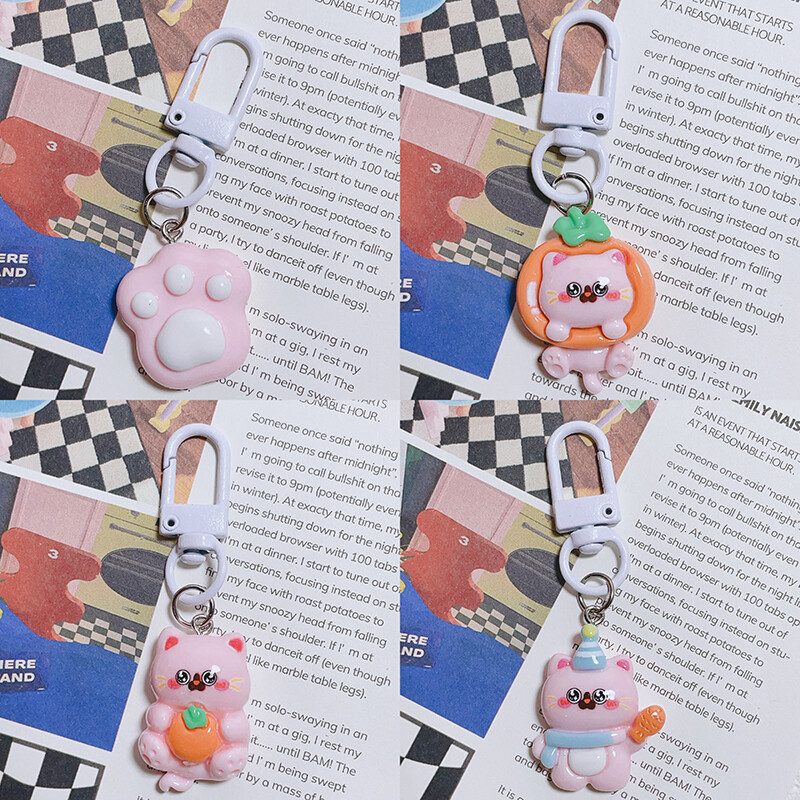 Kawaii Cat Claw Keychain Cute Cartoon Pink Cat Keyring School Bag ...