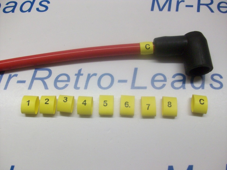 IGNITION LEAD PLUG NUMBERS 1 / 8 HEAT SHRINK HT LEAD BLACK ON YELLOW ...