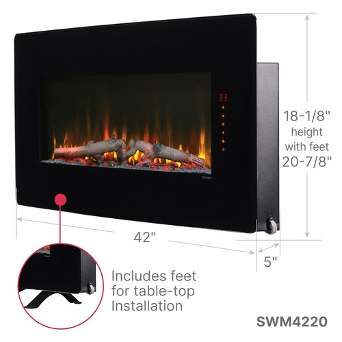 Dimplex Winslow Wall Mounted Electric Fireplace, 42" Inch, Black, 1400W ...