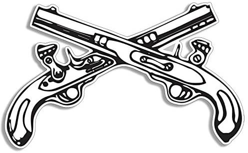 3x5 inch b/w Military Police Crossed Pistols Shaped Sticker (MP cop ...