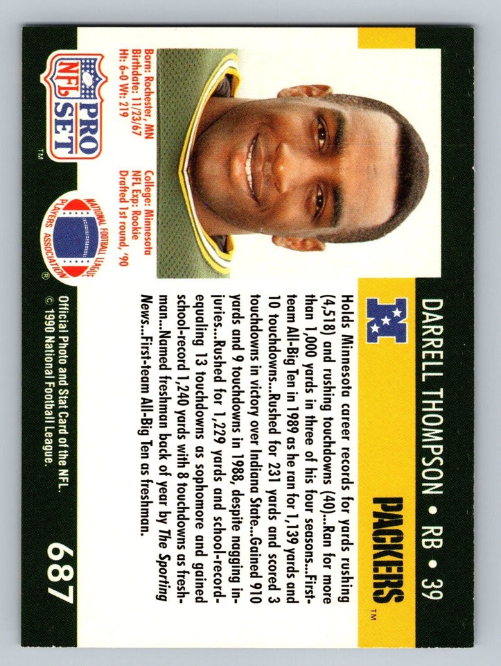 1990 Pro Set #687 Darrell Thompson | eBay