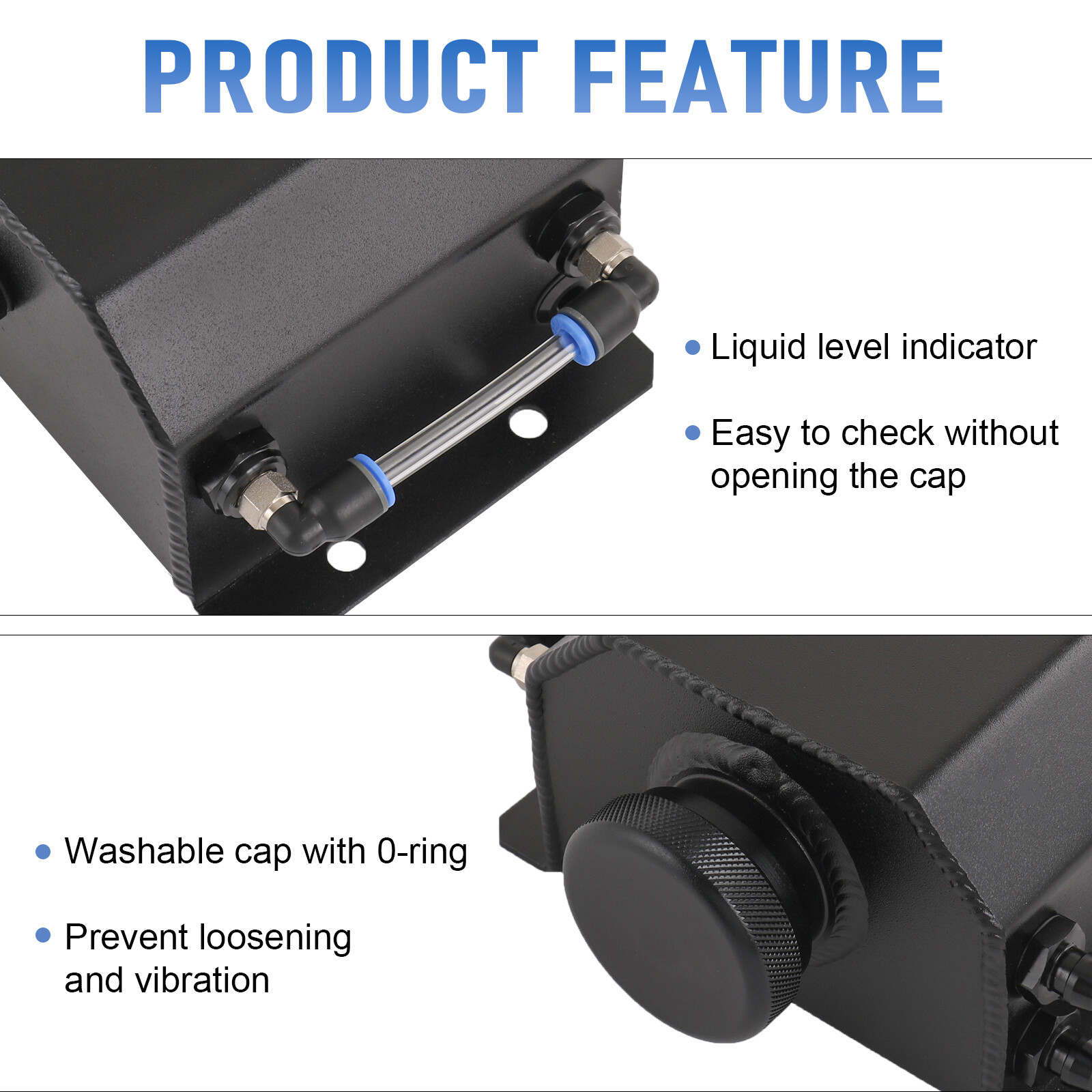 Universal Black 1L Aluminum Coolant Radiator Overflow Recovery Water ...