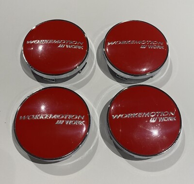 WORK Emotion Red Wheel Center Caps Silver 60mm Emblem 4pc JDM Cap ...