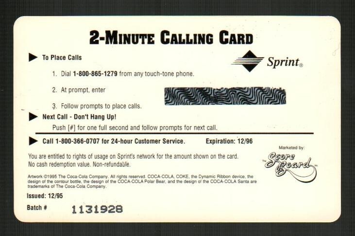 SPRINT Coca-Cola, When the Sun is Red Hot ( 1995 ) Phone Card ( $0 ...