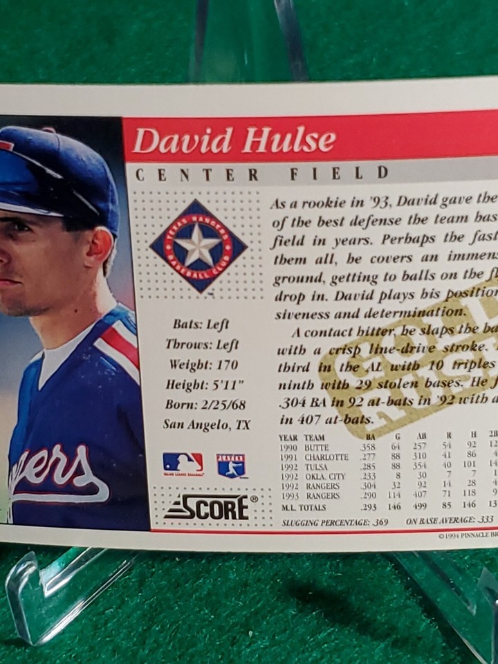 1994 Score Gold Rush David Hulse #523 Texas Rangers | eBay