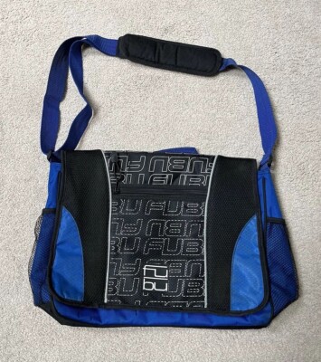 FUBU Vintage Messenger Bag Y2K Black And Blue Crossbody School Work ...