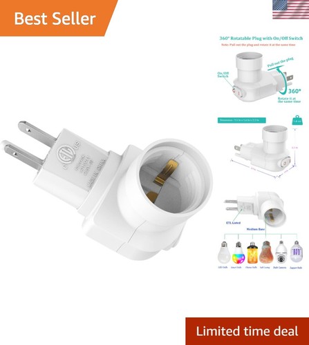 Light Socket Outlet Adapter, 360° Rotatable, Listed, Ideal for Lamps | eBay
