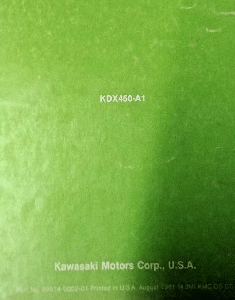 OEM Kawasaki 1982 KDX450 A1 Owners & Service Manual 99974-0002-01 | eBay