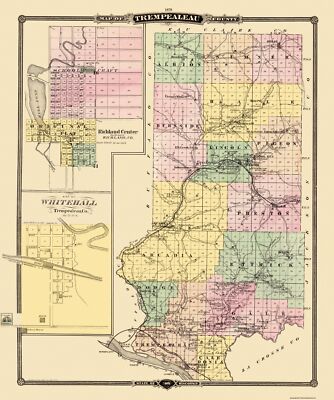 Historic County Map - Trempealeau County Wisconsin - Snyder 1878 - 23 x ...