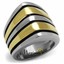 Stainless Steel Two Toned Gold & Silver with Black Epoxy Fashion Ring ...
