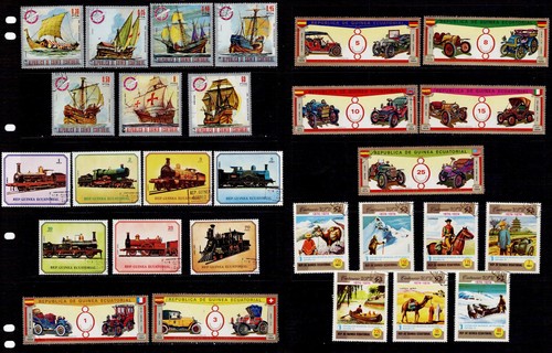 Equatorial Guinea Collection of 28 Transportation Ship Train Car ...