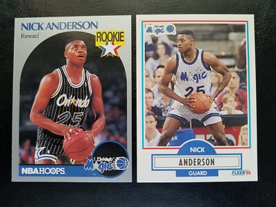 (2) 1990-91 Nick Anderson Rookie - Fleer #132, NBA Hoops #214 Orlando ...