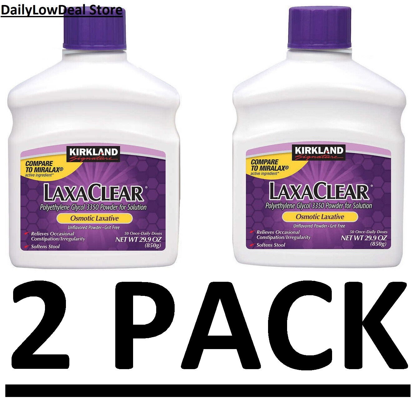 Laxative Polyethylene Glycol Kirkland Signature LaxaClear 100 Doses VS ...