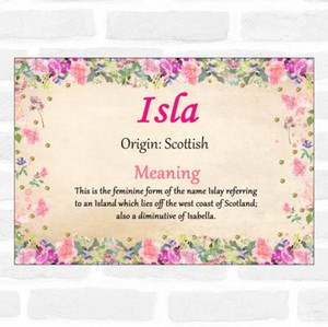 Isla Name Meaning Floral Certificate | eBay