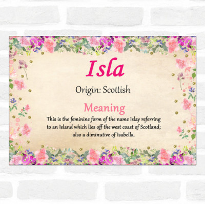 Isla Name Meaning Floral Certificate | eBay UK