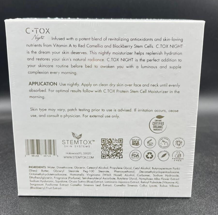 STEMTOX C.Tox NIGHT Ultra Hydrating and Restoring Overnight Cream 50ML ...