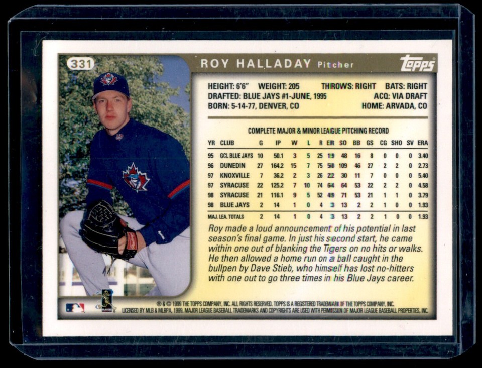 1999 Topps Roy Halladay Toronto Blue Jays #331 1056 | eBay