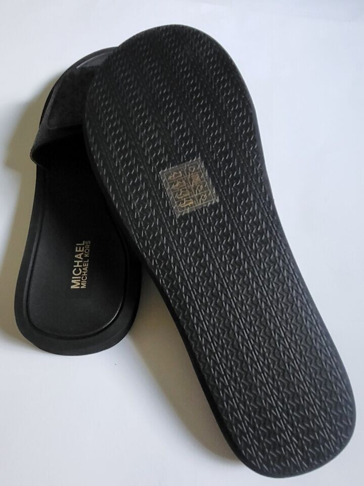 Michael Kors Womens Wade Slides Monogram Black/ Gray Size 8 | eBay