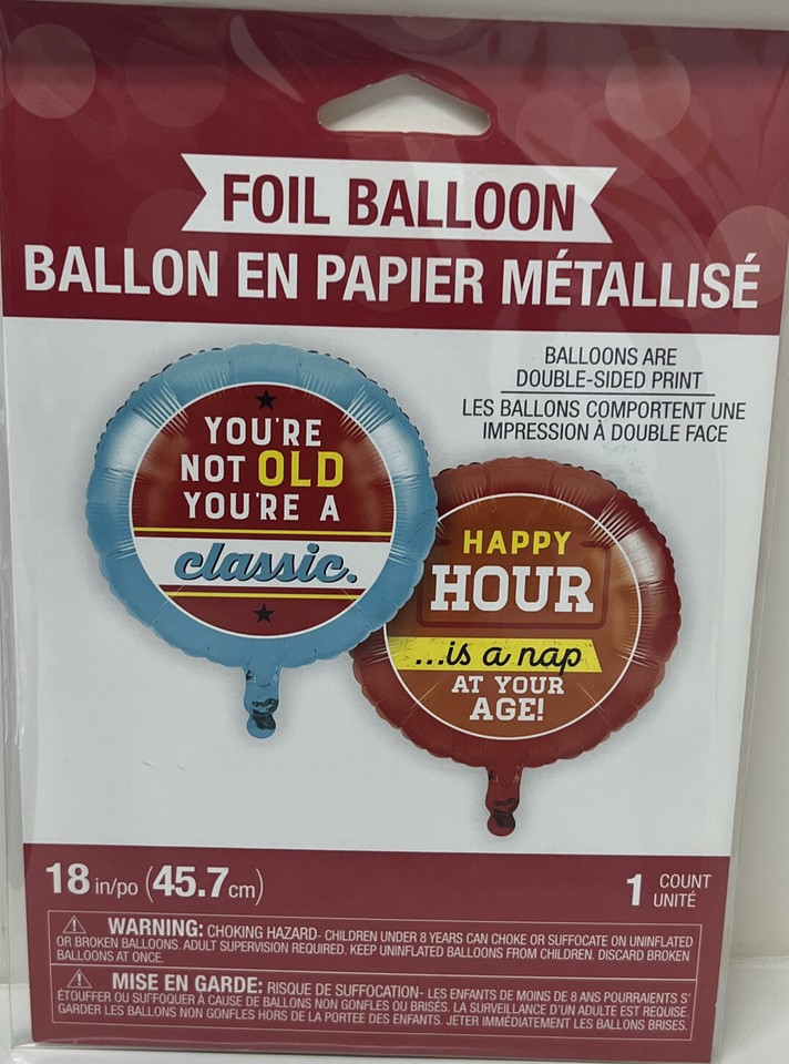 2- Funny Classic Happy Hour Foil Mylar Balloon Over The Hill Birthday ...