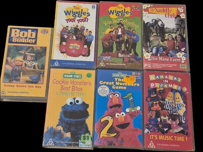 7x ABC Kids 90s VHS Tapes Bundle - The Wiggles, Sesame Street, Bob The ...