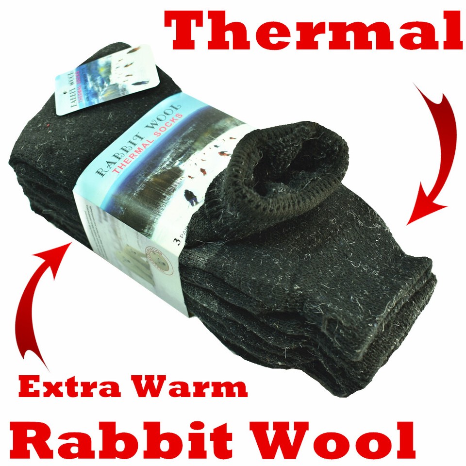 6 Pairs Mens Winter Heavy Duty Thermal Rabbit Wool Insulated Socks Size ...