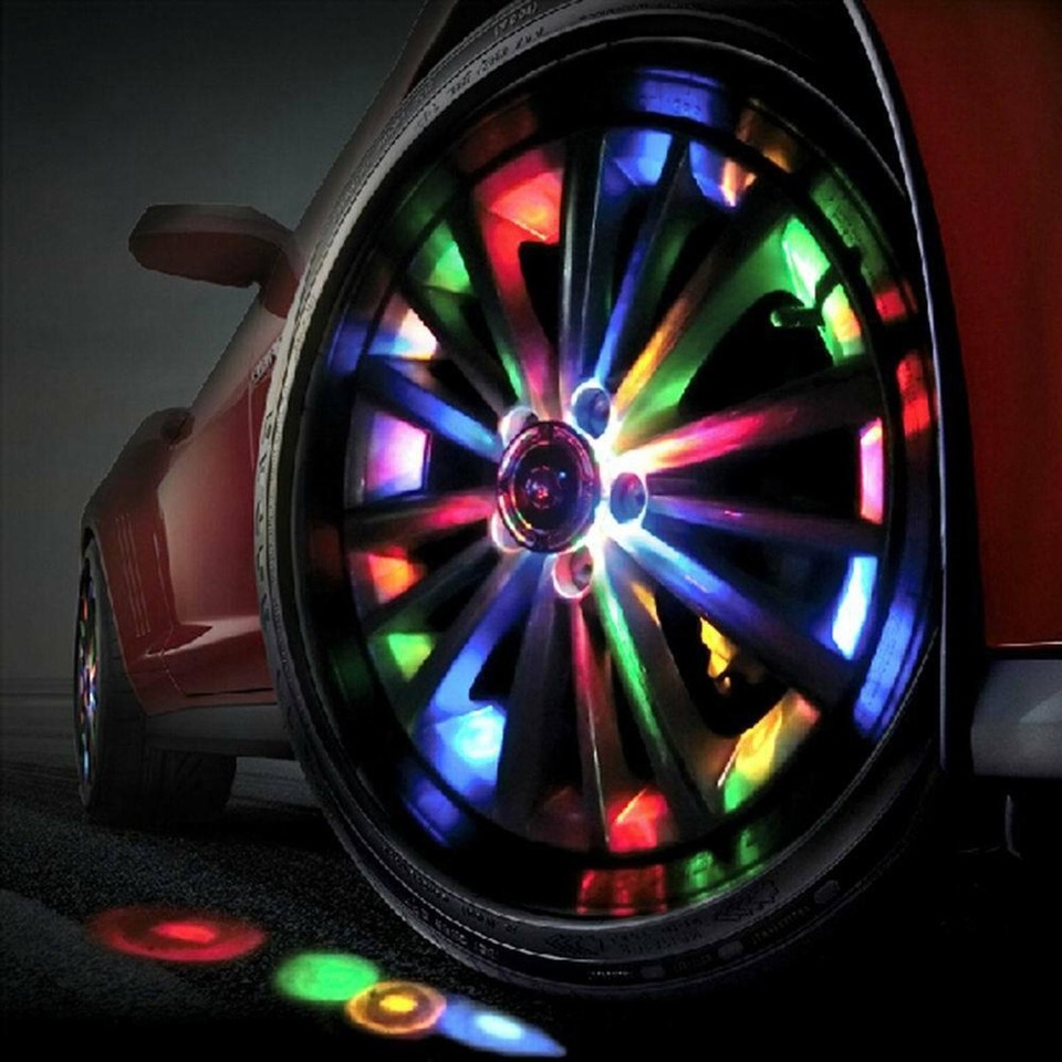 4pcs Car Auto Solar Energy RGB Flash Light LED Tire Warning Lamp ...